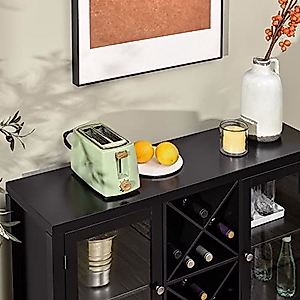 HOMCOM Sideboard Buffet Cabinet with Removable Wine Rack, Tempered Glass Door and Adjustable Shelves, Coffee Bar Cabinet for Living Room, Kitchen, Entryway, Black