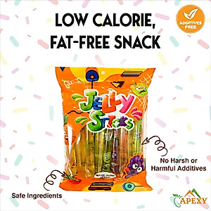 Apexy Jelly Straws, Fruit Jelly Filled Strips, Tiktok Candy Trend Items, Assorted Fruit Jelly Sticks, 15.23oz (432g)