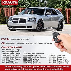 NPAUTO Key Fob Replacement Fits for Dodge Ram Dakota Durango Magnum Caliber Charger Nitro Avenger, Jeep Wrangler Compass Patriot, Chrysler 200 300 & More Keyless Entry Remote Control OHT692427AA, 2Pcs