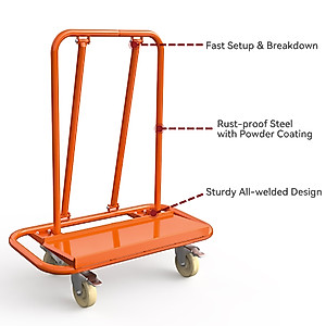 YITAMOTOR Drywall Cart, 3000lbs Heavy Duty Drywall Sheet Cart 45.3" L × 22.4" W × 46" H with 4 Swivel Wheels Panel Cart Lumber Cart Plywood Cart for Wall Panel, Sheetrock, Wood Panel