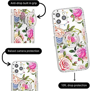 PopSockets iPhone 12/12 Pro Vintage Floral Magsafe Phone Case PopCase with Slide