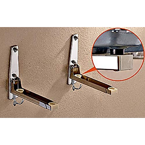 Hniuyun Stainless Steel Microwave Mount Bracket, Foldable Kitchen Stretch Oven Stand Wall Mount Stand Holder Shelf with Removable Hooks