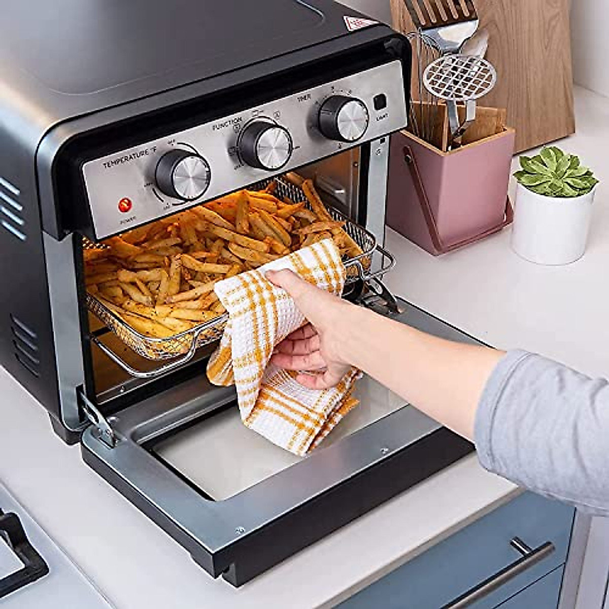 Toaster Oven 6-in-1 Convection - Air Fryer for Roast Bake Broil, 23 Quart Stainless Steel