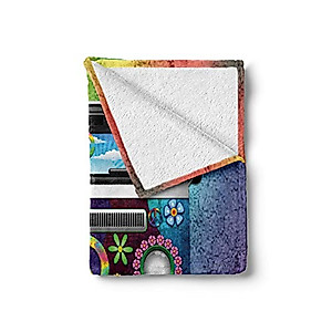 Ambesonne Groovy Throw Blanket, Old Style Hippie Van Dripping Rainbow Paint Mid 60s Youth Revolution Movement Theme, Flannel Fleece Accent Piece Soft Couch Cover for Adults, 70" x 90", Magenta