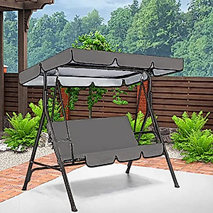 Waterproof Swing Canopy with Seat Cushion Cover 55.9"(L) x 47.2"(W), Outdoor UV Block Sun Shade Canopy of Swing Chair for Garden Park Balcony Backyard Swing Canopy Replacement Cover (Style-5)