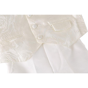 Dressy Daisy Infant Baby Boy Christening Baptism Outfit Ivory Vest Suit 5 Pieces Clothing Set with Bonnet Hat Size 3-6 Months