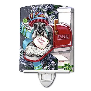 Caroline's Treasures PPP3162CNL Schnauzer Christmas Letter to Santa Ceramic Night Light Compact, UL-Certified, Ideal for Bedroom, Bathroom, Nursery, Hallway, Kitchen, 6x4x3, Multicolor