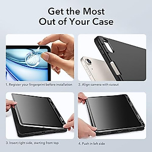 ESR for iPad Air 11 Inch Case M2 2024, iPad Air 6th/5th/4th Gen(2024/2022/2020) with Pencil Holder, Trifold Stand Case for iPad Air 5/4 with Flexible Back, Auto Sleep and Wake, Rebound Series, Black