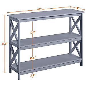 Yaheetech Television Stands & Entertainment Centers with 3 Tier Storage Shelf TV Stand for Living Room, Gray