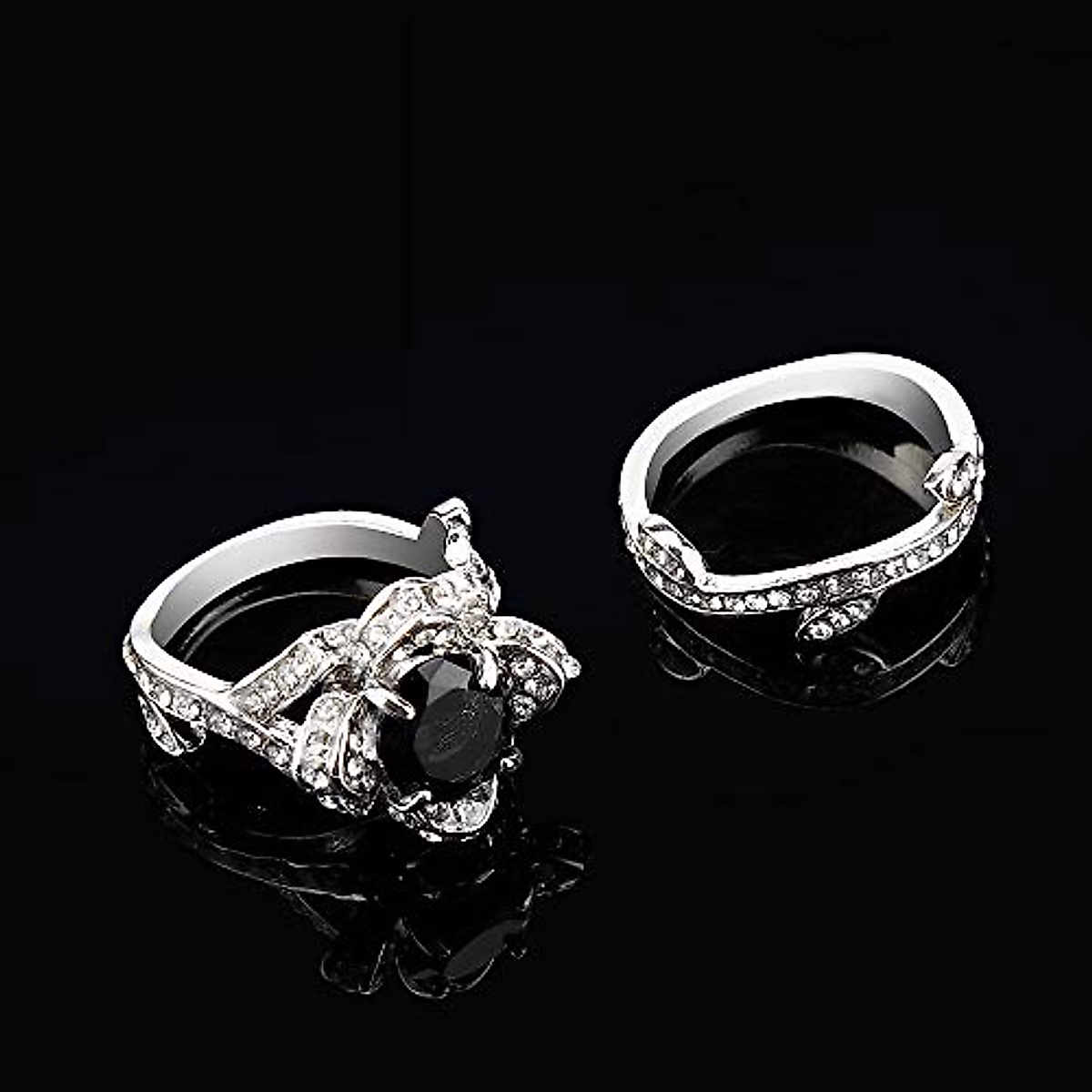 MILIMIEYIK Handmade Jewelry, Oval Cut Amethyst Topaz Silver Ladie's Ring Vintage White Diamond Engagement Wedding Band