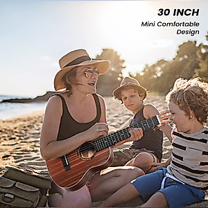 Asmuse 30" Classical Guitar, Soild Wood Beginner Acoustic Guitar Kit with Gig Bag, Extra Strings, Strap, Picks, Tuner (Natural)