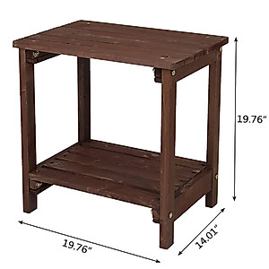 be current Outdoor Rectangular Side Table,Outdoor Patio Table Coffee Tea Bistro Small End Table,Wood with Storage,Outside Wooden Accent Furniture for Balcony Porch Garden, Brown