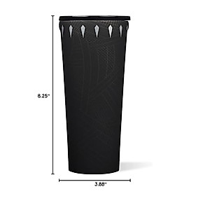 Corkcicle Marvel 24 Ounce Triple Insulated Stainless Steel Travel Cup Tumbler with Lid and Silicone Bottom for Hot and Cold Drinks, Black Panther