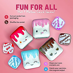 Gem Wares Hot Chocolate Shaped Marshmallow Mugs Set of 4 Kids Hot Cocoa Mugs with Unique Emojis and an Interactive Card Game, Fun Marshmallow Cups for Hot and Cold Drinks