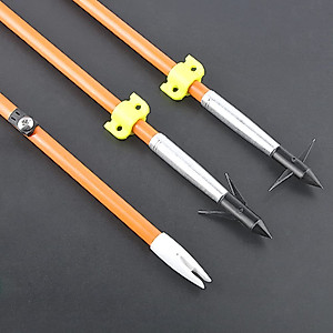 AMEYXGS Bowfishing Arrow Hunting Solid Fiberglas Shaft with Broadheads Tip and Safty Slides for Compound Recurve Bow (Type 1, 6)
