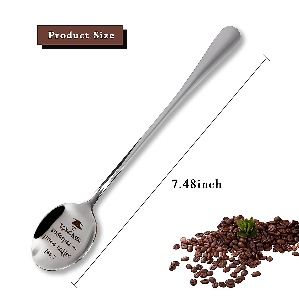 2 Pcs 7.5 inches Engraved Coffee Spoons Let's Have Coffee Together Forever Personalized Stainless Steel Spoon Ice Cream Spoon Couple Gifts Valentines Day Gifts
