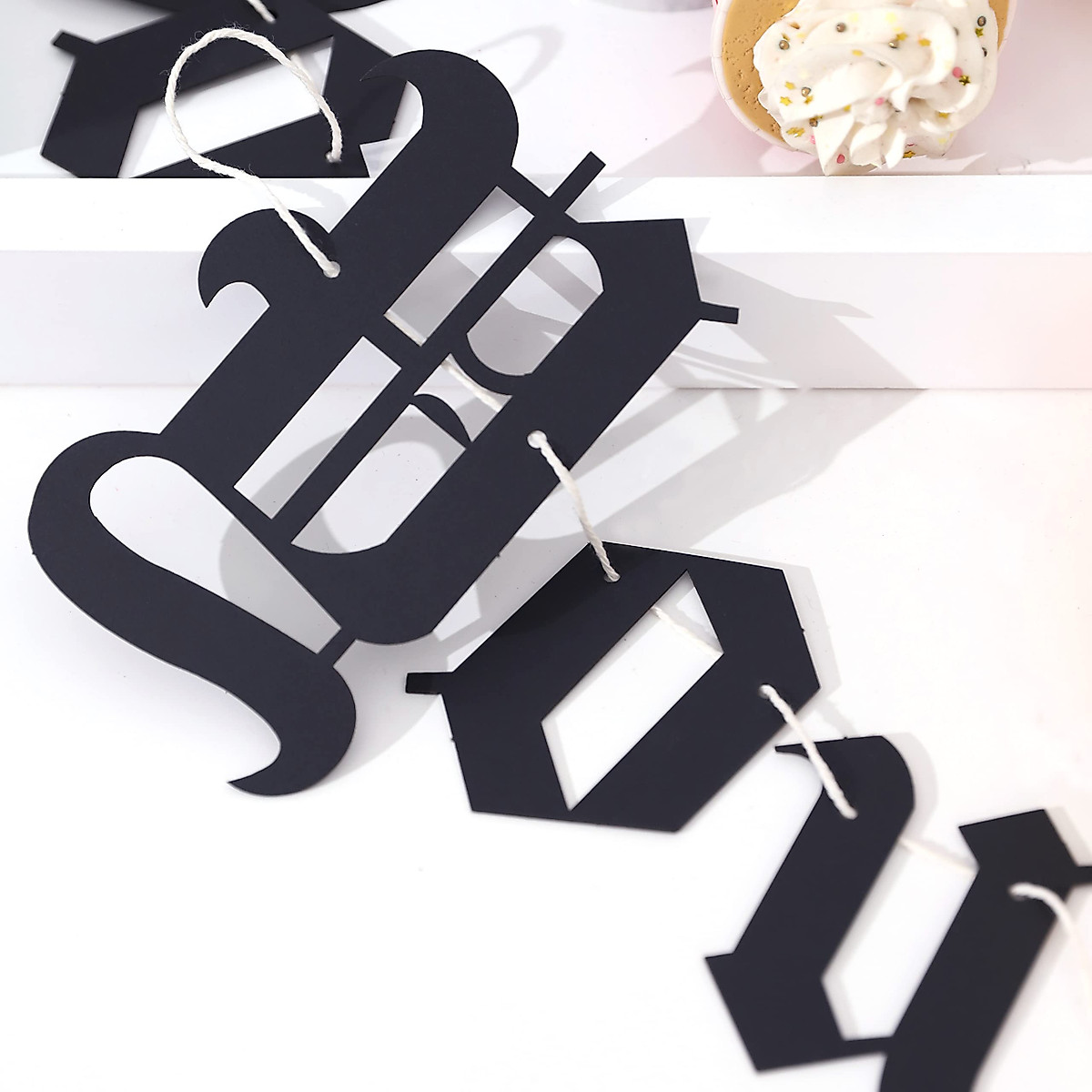 Do You Like Scary Movies? Old English Goth Banner, Gothic Blackletter Garland, Horror Movie Night Decoration, Scream Party (Do You Like Scary Movies)