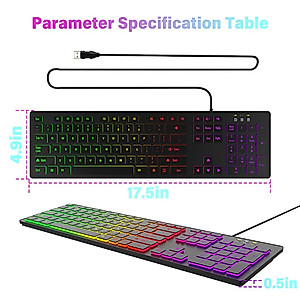 JYDBRT Keyboard Wired 104 Keys Silent Gaming Keyboard RGB Backlit for Laptop Pc Gamer Mechanical Keyboard