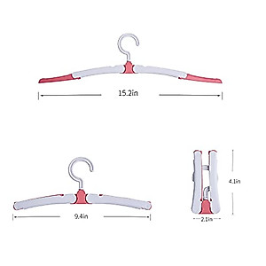 Folding Clothes Hangers, Portable Travel Hanger, with 2 Clips，Anti-Slip Design Clothes Hanger, Foldable Drying Rack Clothes Pants Pants Shirts Socks Underwear Jacket-4 Packs (Pink Blue)