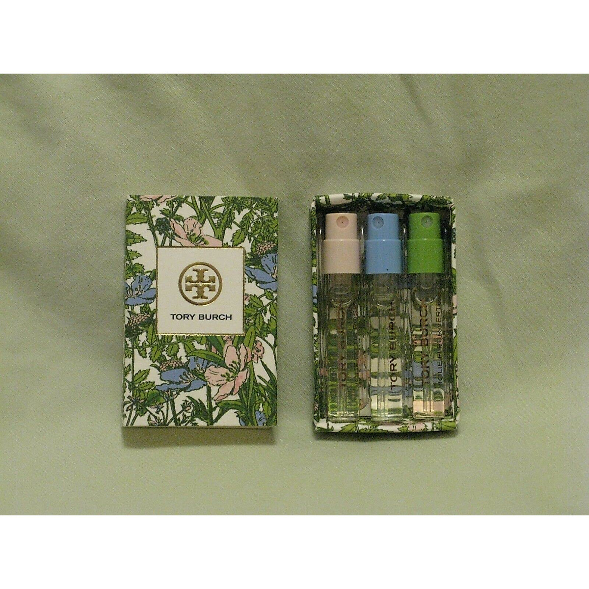 Tory Burch Set of 3 Eau de Parfum Sample Sprays: Jolie Fleur Rose, Fleur Bleue, and Fleur Verte - .05 oz each