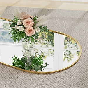 TinyTimes 64''x21'' Arched Full Length Mirror with Stand, Full Body Mirror, Mirror Full Length, Gold Floor Mirror Freestanding, Wall Mounted Mirror for Bedroom Living Room Cloakroom, Gold