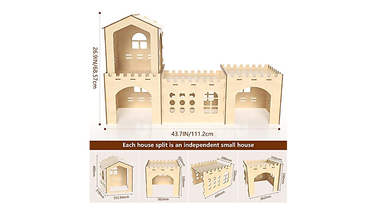 Woiworco Extra Large Rabbit Castle Hideout for Pets