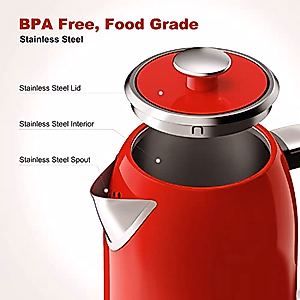 Galanz GLCMKZ07RDR07 Retro Countertop Microwave Oven.7 cu ft, Red & Galanz Retro Electric Kettle with Heat Resistant Handle and Cordless Pour, Automatic Shut-Off, 1.7 L, Red