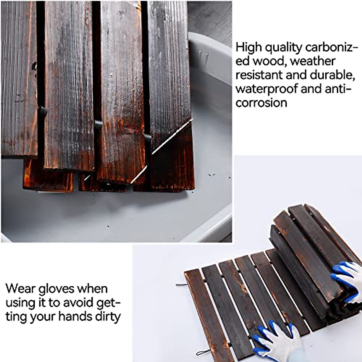 MEWTOGO 8' Wooden Garden Pathway, Weather Resistant Hardwood Pathway with 2 Pairs Gloves, Roll Out Decorative Straight Walkway for Outdoor Patio Beach Wedding Party Pathway