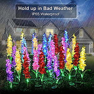 oidist Solar Lights Outdoor Garden Decor, 2pcs Solar Powered Violet Lights Flower Stake, Waterproof Solar Flower Lights for Garden, Corridor Yard Lawn Patio Pathway Balcony Pool Decorative