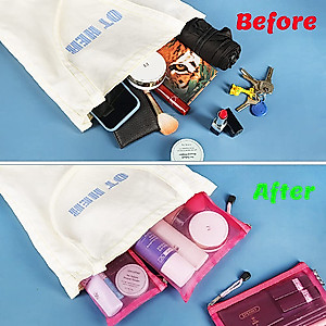 besharppin 6 Pack Mesh Cosmetic Bags, Nylon Makeup Pouches with Zipper for Home Office Purse Diaper Bag (Rose)