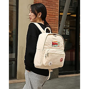 Makukke Backpack Purse for Women, Small Backpack for Women Teen Girls,Cute Bookbag Fashion Daypacks for Shopping, Working or Dating (Beige)