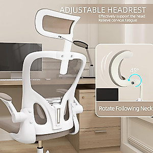 Monhey Adjustable Ergonomic Office Chair – Lumbar Support, 2D Armrests, Heavy-Duty Metal Base, Comfortable Khaki Design