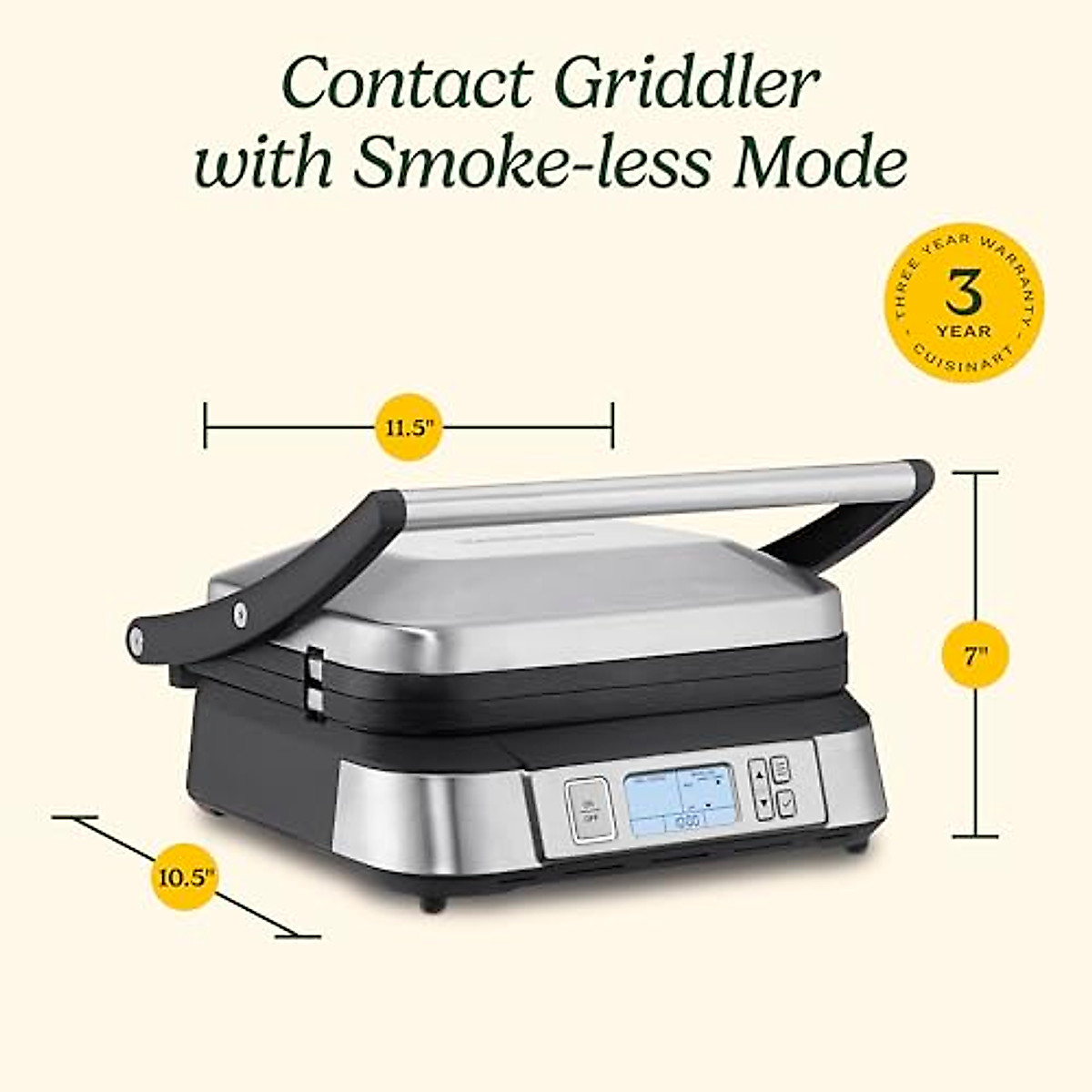 Cuisinart GR-6S Contact Griddler with Smoke-Less Mode