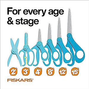 Fiskars 7" SoftGrip Student Scissors for Kids 12-14 (3-Pack) - Scissors for School or Crafting - Back to School Supplies - Black, Pink, Blue