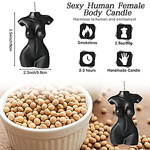 2 Pieces Body Shaped Candle Female Body Candle Men Torso Candle Soy Wax Scented Candle Scented Candle Male Body Candle Decorative Candle for Bedroom Bathroom Wedding (Black)