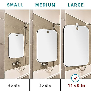 Shatterproof shower mirror fogless for shaving mirror (Larger,11"x8") Small Wall Hanging Camp Vanity Mirror,Unbreakable Plexiglass Makeup travel camping mirrors,men fog free handheld,Outdoor Showers