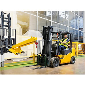 INTSUPERMAI Adjustable Forklift Jib Boom Crane, 6600LB/3T Forklift Mobile Crane, Forklift Crane Attachment with Truss Hoist Jib Boom Hook, 63-98 in Forklift Telescopic Arm