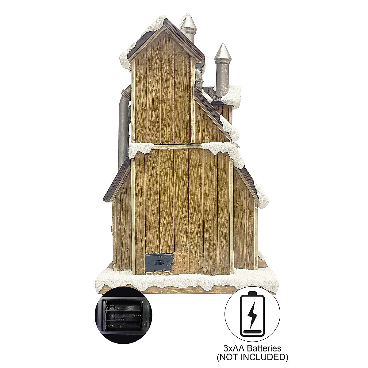 Moments in Time Christmas Village Building, Santa's Workshop with Christmas Music, LED Lights, and Animation - Power Adapter (Included) (11.6" H x 5.7" W x 7.1" D)