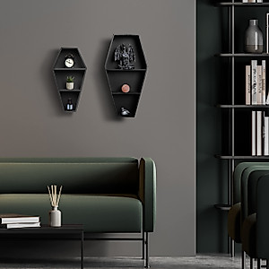 MANNY'S MYSTERIOUS ODDITIES Coffin Bookshelf - Includes Removable Shelves - Small and Large Coffin Shelf 20 Inch and 14 Inch - Gothic Decor for Home