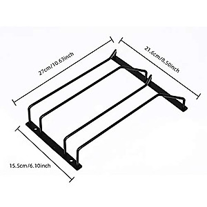 Dianoo Wine Glass Holder, Stemware Rack, Wine Glass Rack Under Cabinet With Screws, 27cm 2 Rows Black