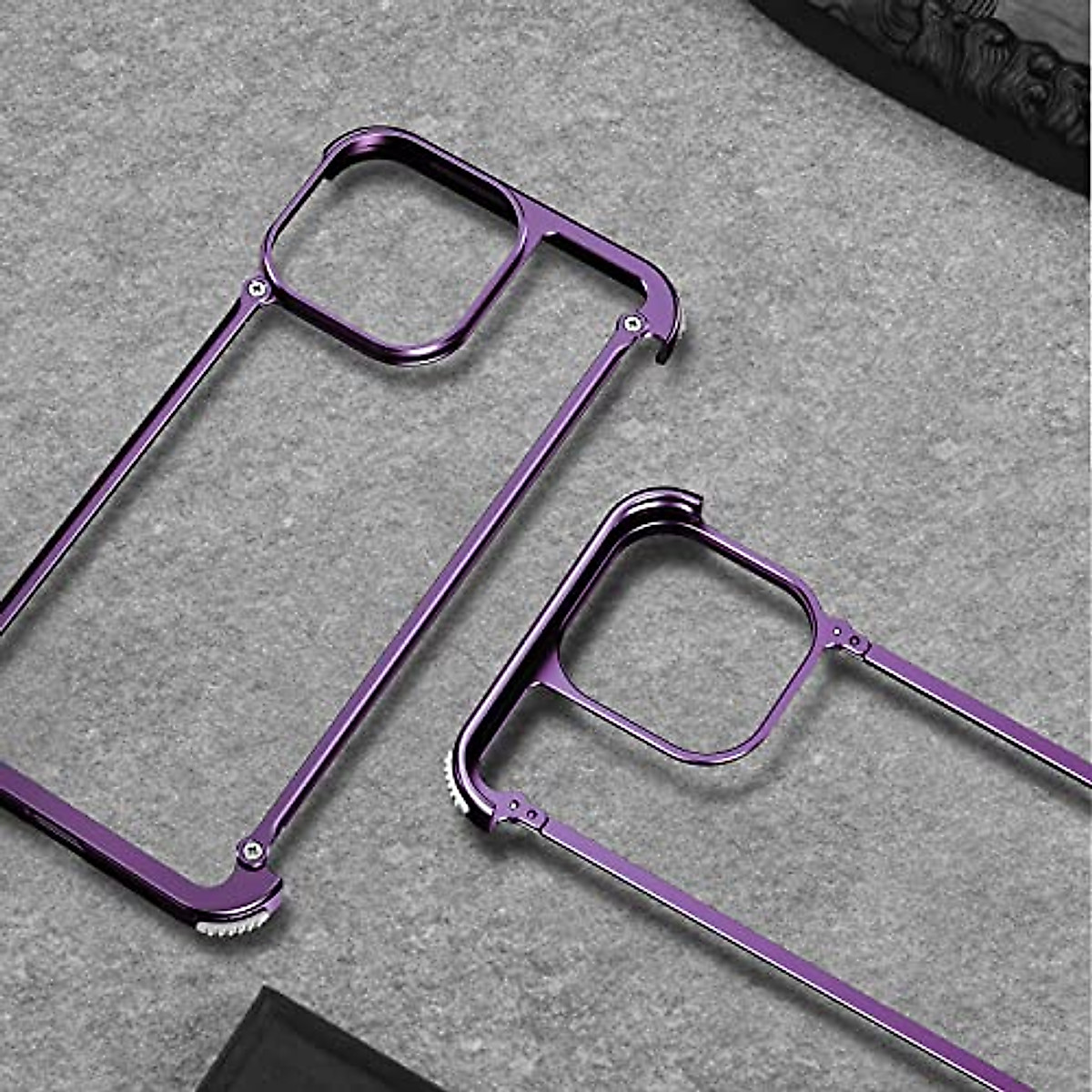 OATSBASF Aluminum Bumper Case Compatible with iPhone 14 Pro Max, Minimalist Style Bumpers Case for iPhone 14 Pro Max 6.7-inch (Purple)
