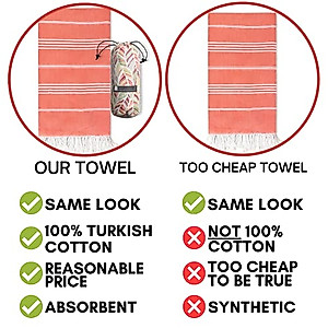 BAY LAUREL Turkish Beach Towel with Travel Bag 39 x 71 Quick Dry Sand Free Lightweight Large Oversized Beach Towel Turkish Towels Light Beach Towel Travel Towels