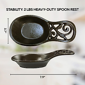 Spoon Rest Vintage Metal Kitchen Spoon Rest, Cast Iron for Cooking Home Decor, Coffee Gold Color