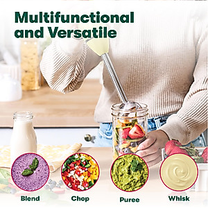 BELLA Immersion Blender, Portable Mixer and Emulsifier with Whisk Attachment, 2 Speed, Electric Handheld Juicer, Shakes, Baby Food and Smoothie Maker, Stainless Steel, BPA Free, 250 Watt, Yellow