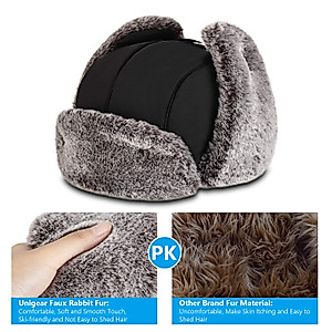 Unigear Winter Trapper Hat for Men Women, Faux Fur Ushanka Trooper Hat for Hunting Skiing with Detachable Face Mask Black