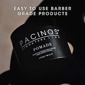 Pacinos Pomade - Flexible Hold, Frizz Control - High Shine Pomade for All Hair Types - 4oz