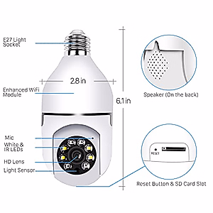 Qilmy Pan Tilt Security Camera, Full-HD 1080P Wireless Wi-Fi IP Camera, Home Surveillance CCTV Cameras with Motion Detection Alarm/Night Vision/Remote Viewing (Ful HD 1080P)