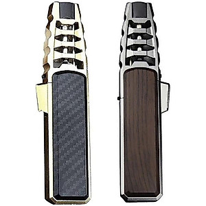 Butane Torch Lighter, Windproof Straight Torch Blue Flame Lighter, Turbine Jet Torch Lighter, Refillable Kitchen Cooking Torch Lighter with Safety Lock for BBQ, Baking(Gas Not Included) (Black+Gold)
