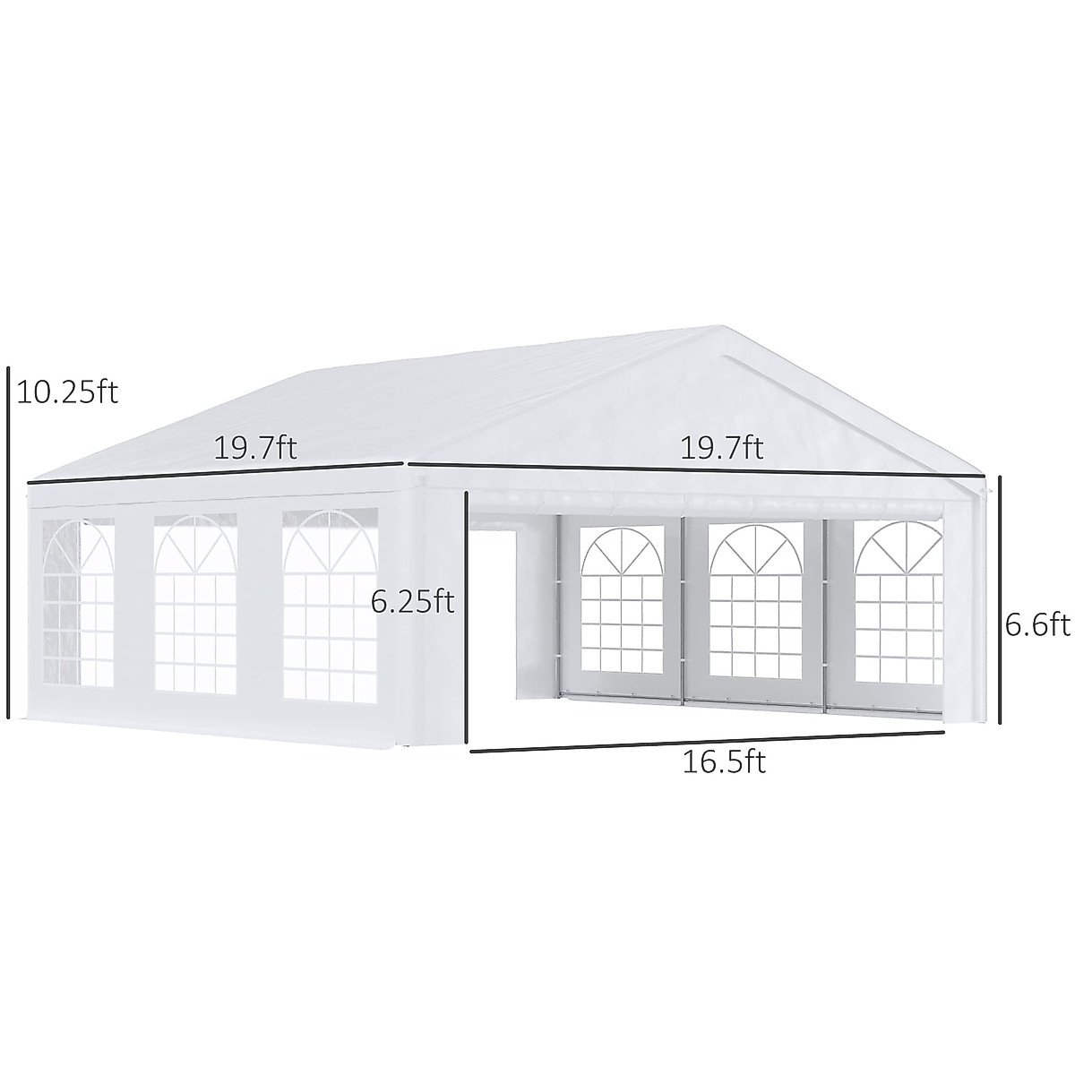 Outsunny 20' x 20' Heavy Duty Party Tent & Carport with Removable Sidewalls and Double Doors, Large Canopy Tent, Sun Shade Shelter, for Parties, Wedding, Outdoor Events, BBQ, White