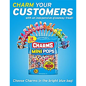 Tootsie Roll Charms Mini Pops, 18 Flavors,5 pounds, 400 Count Individually Wrapped, Peanut-Free Lollipops